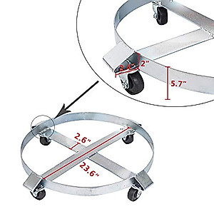 TUFFIOM Heavy Duty Drum Dolly, 1000 lbs. 55 Gallon Barrel Cart, Non-Tipping, Steel, 4 Swivel Casters, Wheeled Hand Truck for Drum Handling Industrial Use (2)