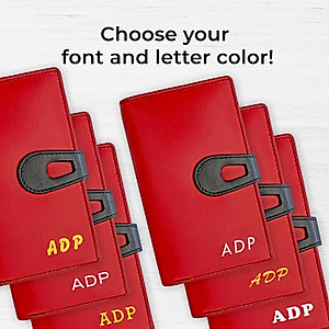 123 Cheap Checks Personalized RFID Leather Womens Wallet With Credit Card Holders, Snap Closure, Medium Size - Red/Black