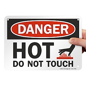 SmartSign-U9-1787-NA "Danger - Hot, Do Not Touch" Sign | 7" x 10" Aluminum , Black/Red on White