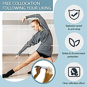 ADISEN Shatterproof Acrylic Mirror Tiles, 4 Pack 8" x 8" Plastic Mirror Stickers self Adhesive, Flexible Mirror Sheets for Wall Decor, Home Gym Wall-Mounted