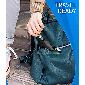 Rain-Mate Compact Travel Stick Umbrella - Pocket Portable Folding Windproof Mini Umbrella - Auto Open and Close Button and 8 Rib Reinforced Canopy