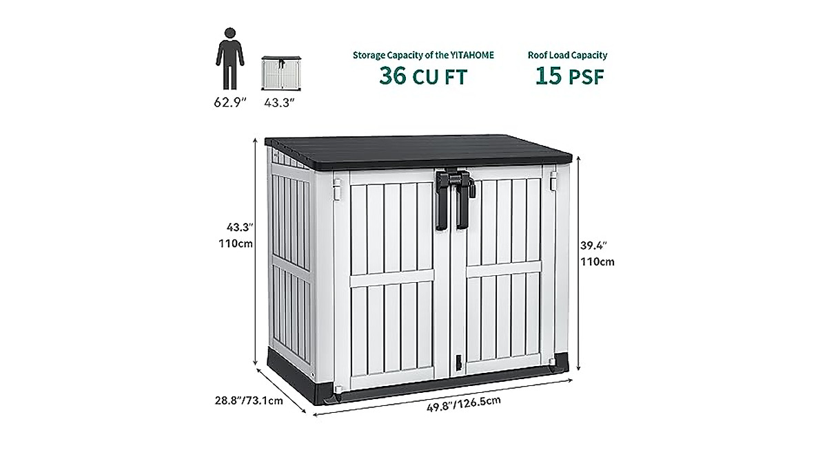 YITAHOME 36 cu ft Resin Outdoor Storage Shed