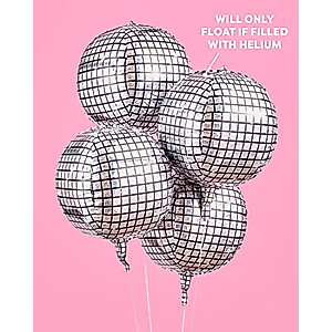 xo, Fetti Disco Ball Foil Balloons - 4 pk, 22" | Bachelorette Party Decorations, Last Disco, Birthday Party,