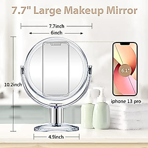 Gotofine Double Sided Magnifying Makeup Mirror, 1X & 10X Magnification with 360 Degree Rotation- Clear & Transparent