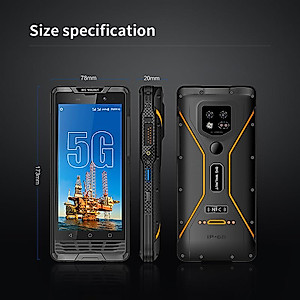 Big Walnut B2 Rugged Smartphone(2023), eSIM Dual 5G 8GB+256GB Rugged Phone Unlocked, 5.5" FHD+ Rugged Cell Phone, Android 12, 64MP Camera, 24MP Night Vision, NFC ATEX Smartphone（Yellow）