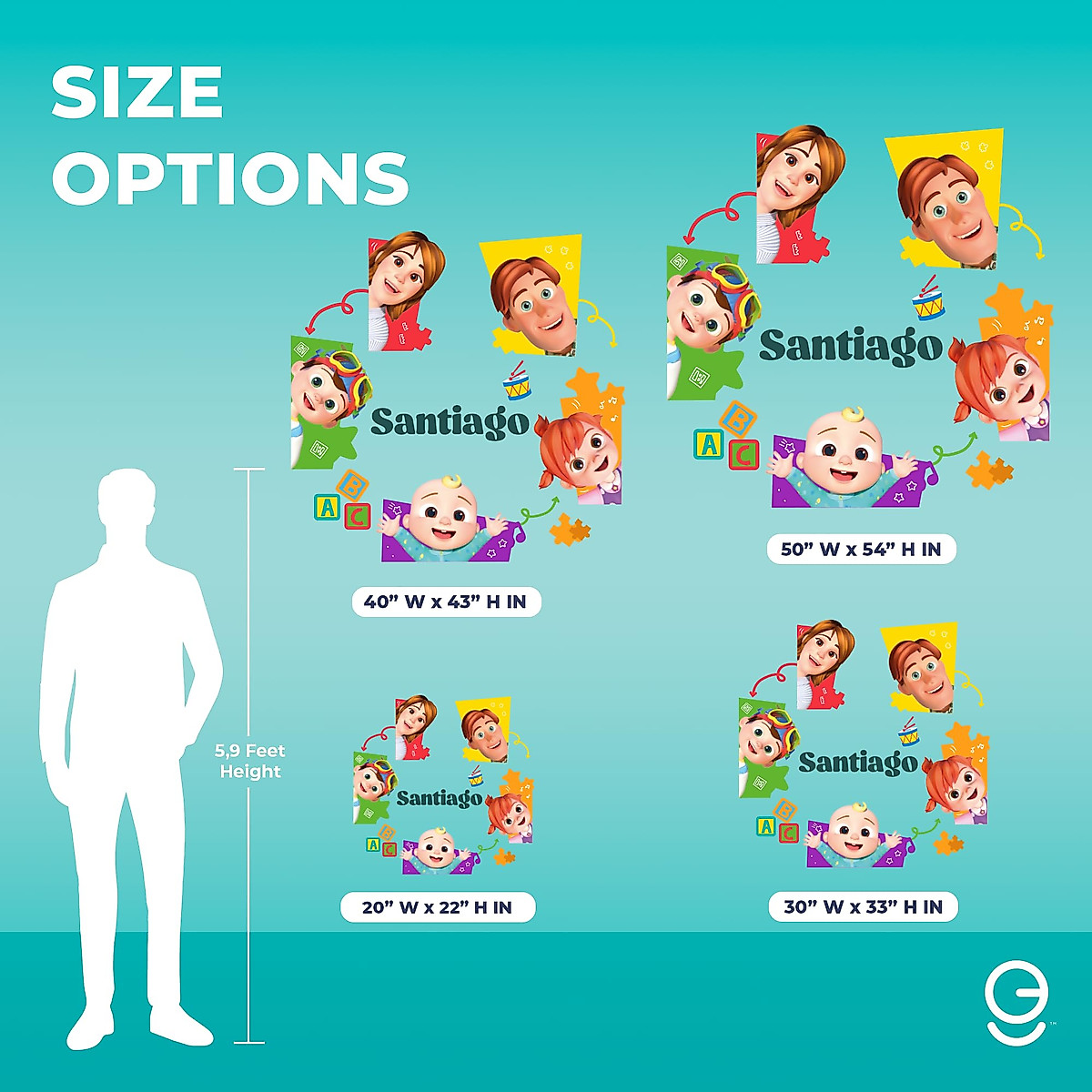 EGD Personalized CoComelon Wall Decor I Name & Initial JJ's Family CoComelon Wall Decals I Custom Name for Baby Room Decoration I Nursery Decor for Girls & Boys I Multiple Options for Customization