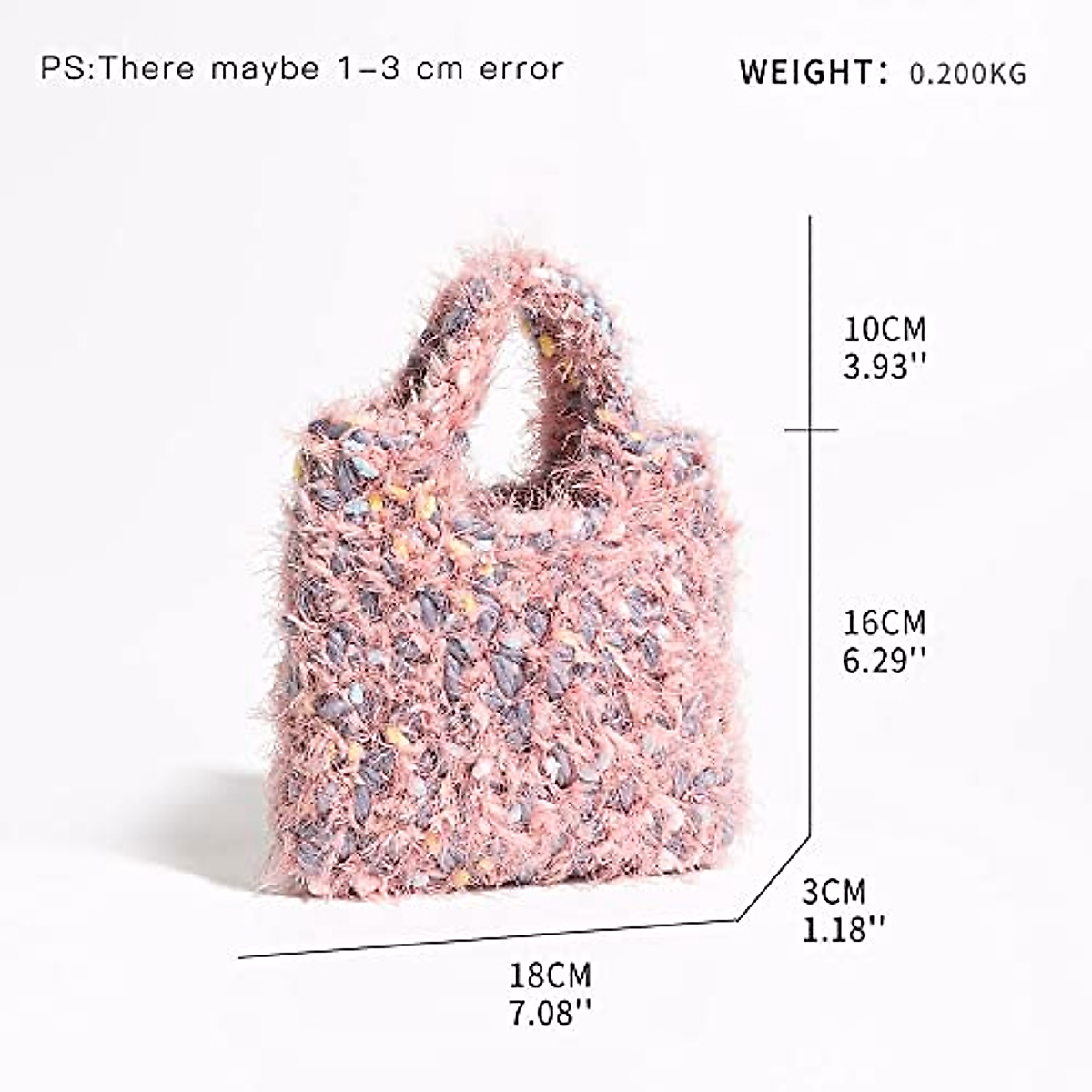 DSFEOIGY Knitting Small Phone Purse Handwoven Soft Winter Women Bags Mini Bucket Tote Colorful Simple Design Handbags (Color : D, Size : 1)