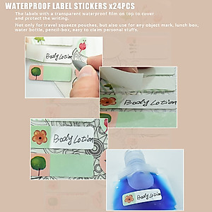 12PCS Travel Refillable Empty Squeeze Pouches, TSA Approved for Toiletry Lotion Shampoo and Conditioner Fluid Squeezable Bags, Portable Leakproof Cosmetic Make Up Containers 30/50/100ml/lables