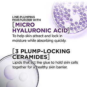 L'Oreal Paris Revitalift Micro Hyaluronic Acid + Ceramides Anti Aging Face Cream for Women, Softer, Brighter & Smoother Skin, Fragrance Free + Serum Sample