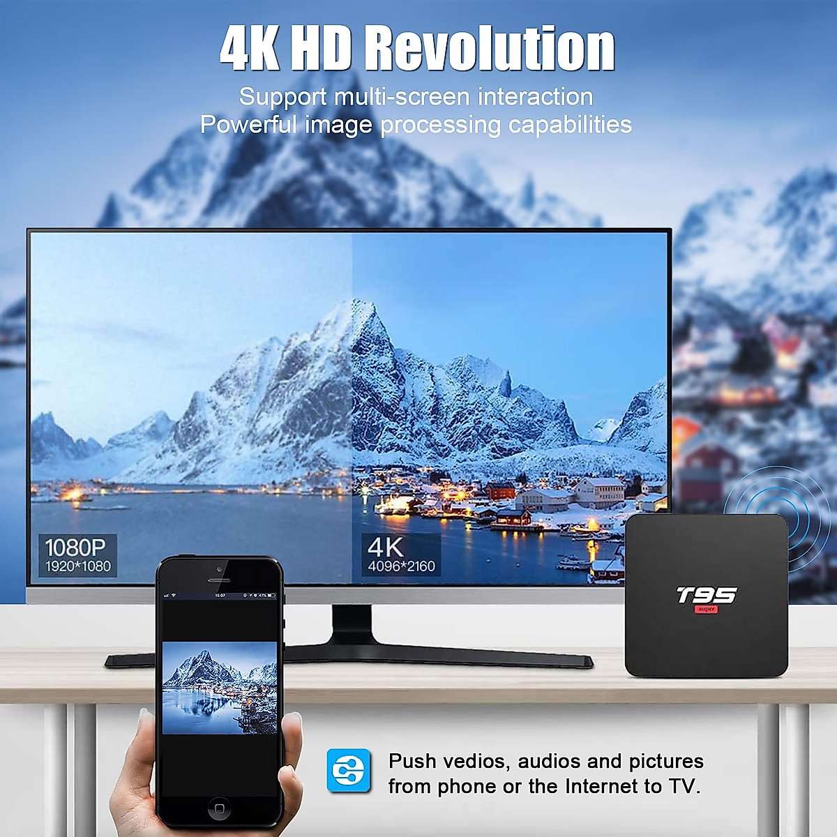 BL Android TV Box T95 Super Android 10.0 TV Box with Air Mouse Remote ControlVoice Remote