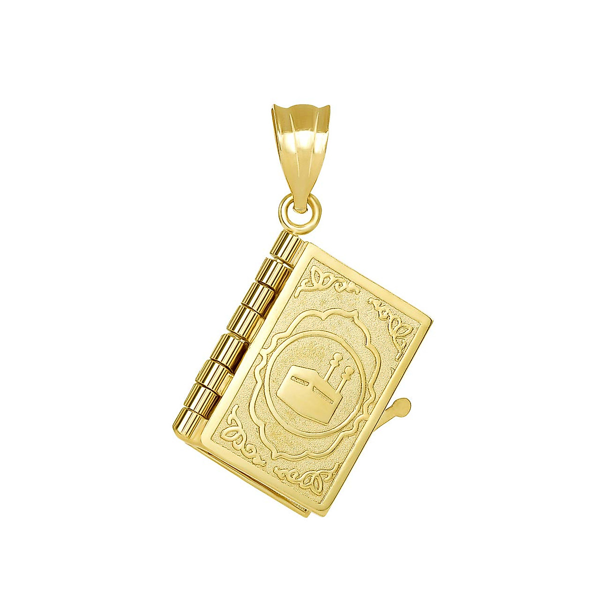 Islamic 10k Yellow Gold Qur'an 3D Book Muslim Bible Koran Necklace (16")