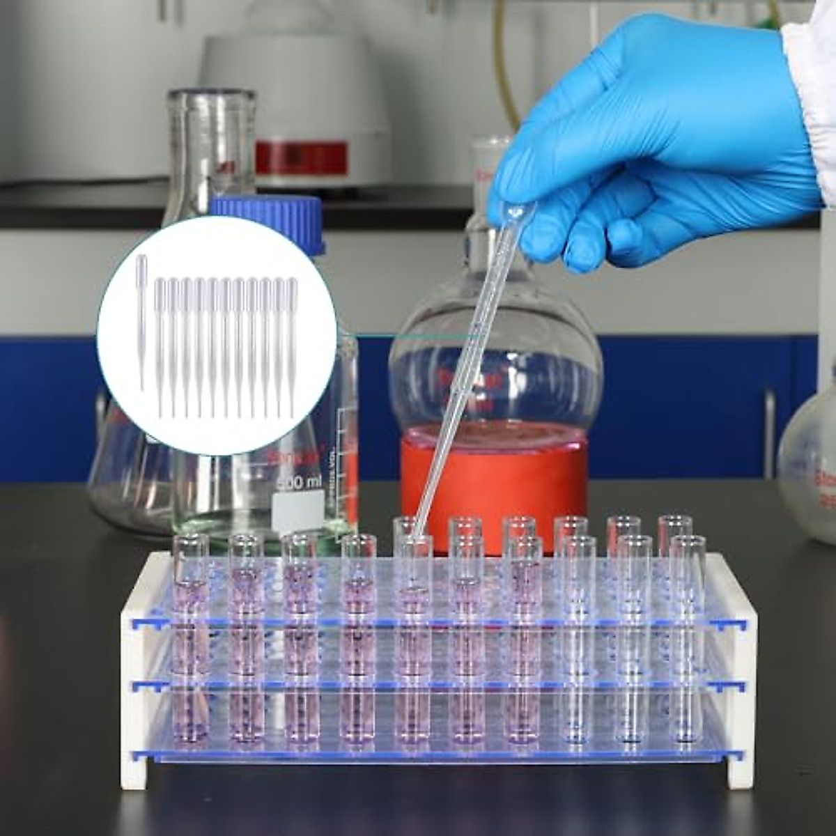 stonylab Pipette Droppers 3 ml, Graduated Plastic Transfer Pipettes for Essential Oils, Clear and Dis (3ml, 100 Packs)