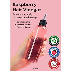 A’PIEU Raspberry Hair Vinegar Rinse 6.76 Fl oz - Scalp Treatment for Balanced pH, Shiny Hair | Korean Hair Care I Clarifies & Encourages Growth | Dandruff & Oil Control