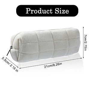 Small Plush Pencil Pouch Travel Makeup Pouch Heavy Duty Aesthetic Pen Case Cute Cosmetic Bag Organizer Trendy Office Stationery Storage Bags Mini Zipper Toiletry Pouches for Women Men Adult