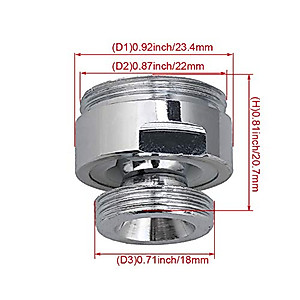 RDEXP Tap Aerator Male Thread 18mm to 22mm Water Faucet Adaptor 360 Degree Copper