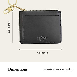 PEONY SUPREME Leather Card Holder Wallet Credit Card Holder Small Compact Wallet Coin Pouch Purse Key Pouch Gift for Women Gift for Men Black