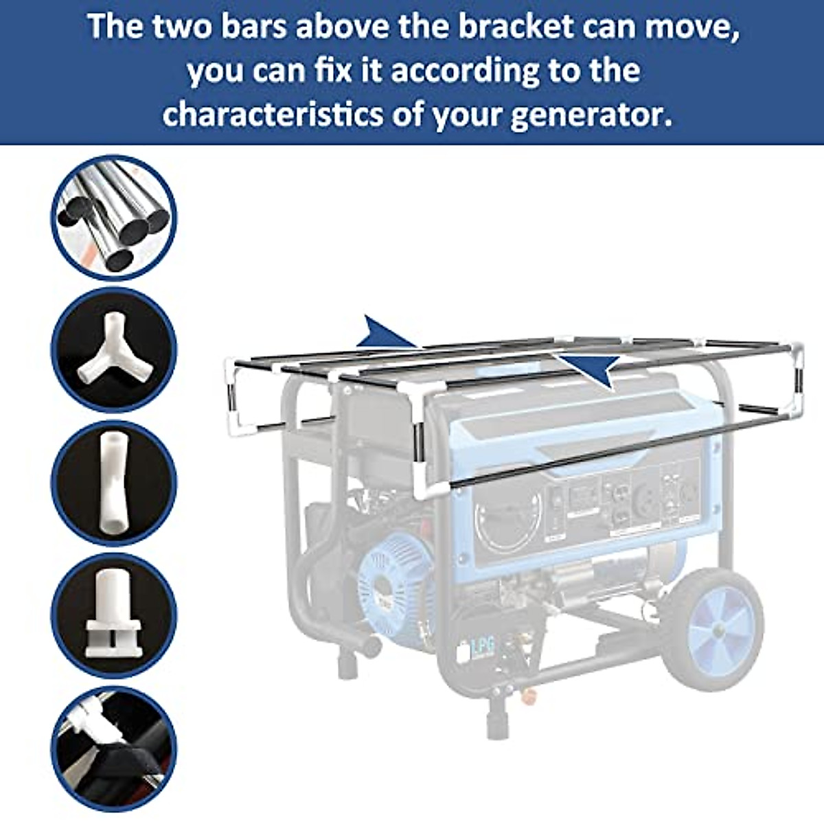 GEHENG Generator Running Cover,100% Waterproof Generator Cover,With Stand,Universal Kit,Fits Most 5500W-15000W Framed Generators,for Westinghouse, Champion, DuroMax, Generac and More,38"x28"x25",grey.