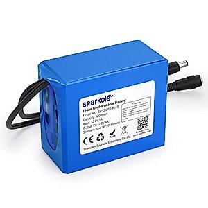SPARKOLE 12V Battery Pack Rechargeable 5200mAh Lithium Ion Battery for LED Strip/CCTV Camera/Electronic Organ/Optical Network Unit/Router,Portable 12 Volt Battery DC5521 Interface (Blue)