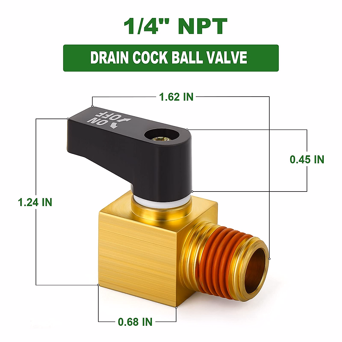 TAISHER 5PCS Brass Drain Cock Ball Valve Air Compressor Accessories 1/4" NPT Male