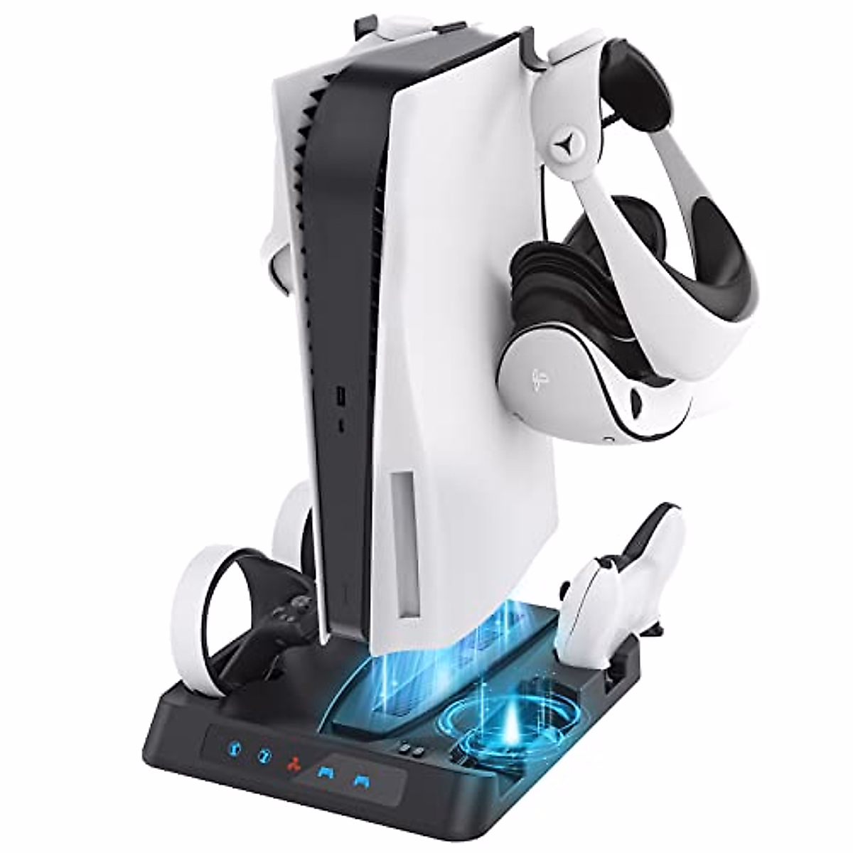 Upgraded PSVR2 Controller Charging Dock,PS5 Controller Charger, Cooling Station with 3-Level Speeds Silent Fan,VR and PS5 Stand Horizontal Display Your PSVR2 and PS5 Accessories