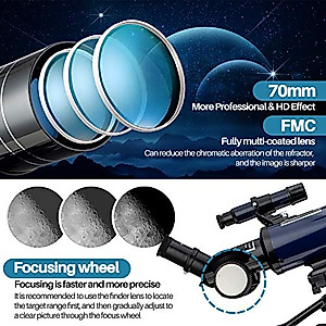 MAXLAPTER Telescope for Adults Astronomy Beginners, 70mm Aperture Refractor Telescope for Astronomy, Portable Telescope with Tripod, Smartphone Adapter, Two Eyepieces, Backpack