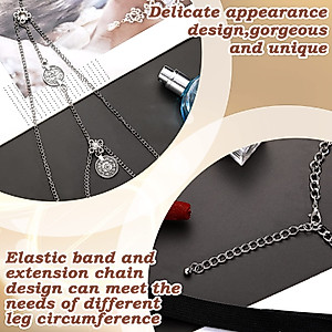 6 Pieces Crystal Leg Chain Women's Body Chains Layered Christmas Body Jewelry Party Thigh Chain Thigh Jewelry Accessories for Women Girls (Silver)
