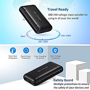 USB Wall Charger, Pofesun Dual Port USB Slim Charging Block Power Adapter with Foldable Plug Compatible for iPhone Xs/XS Max/XR/X/8 Plus/7/6S Plus,iPad,Samsung Galaxy,HTC,Moto,LG, Nexus and More-Black