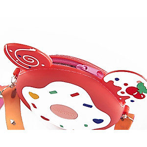 CONTRACONTACT Sweet Kids Purse Donut Bag in Boxes as Gift, Donuts Purses as Kids Toys for Age 3 4 5 Year Old, Doughnut Crossbody as Trendy Stuff (Donut Red)