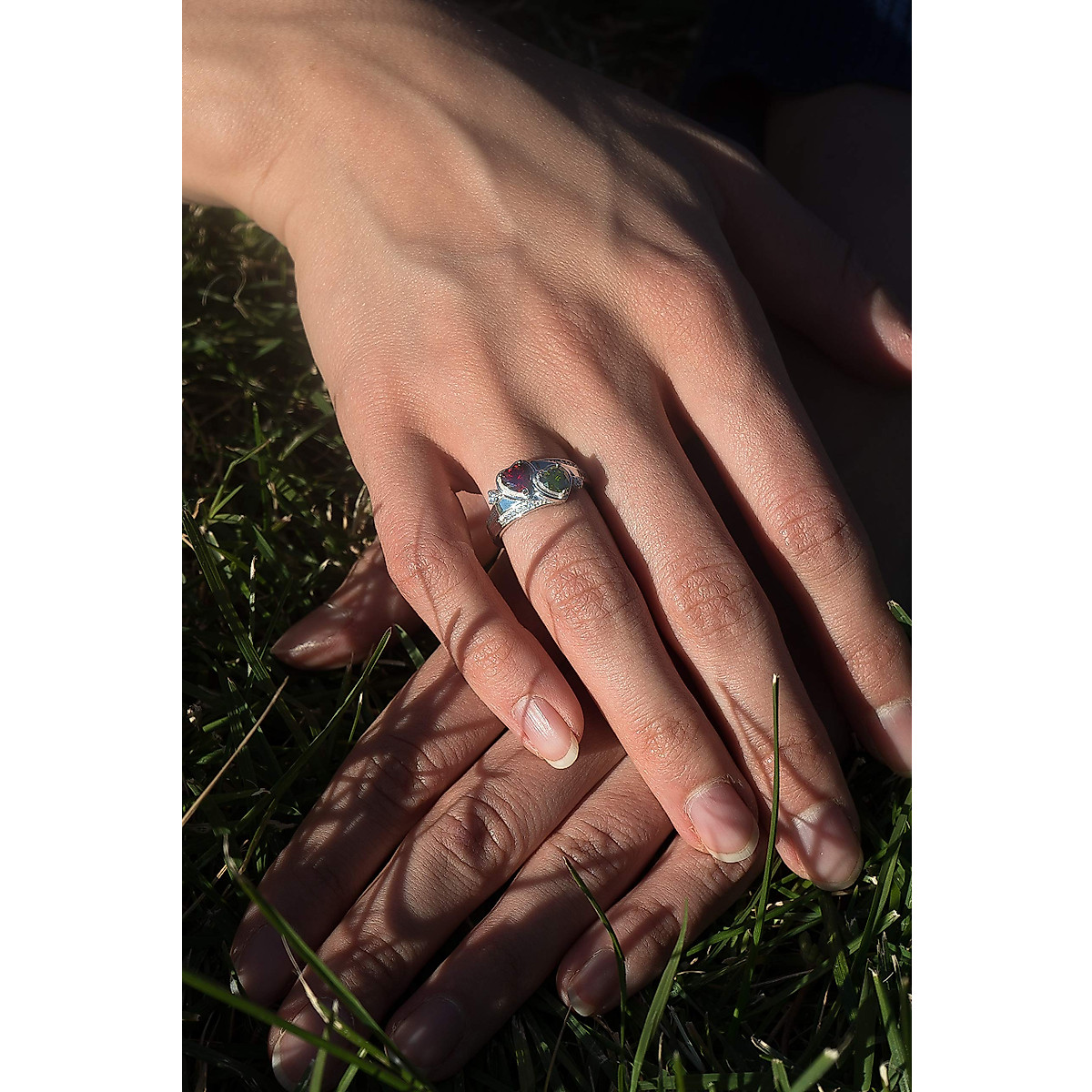 GLAMCARAT Personalized mothers ring with 2 birthstones family jewelry gift for her promise ring customized name engraved ring (8)