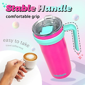 winiwo 20 oz Tumbler with Handle, Easy to Hold, Travel Coffee Mug with Screw Lid, Spill-proof, Insulated Cups, Built-in Up Down Flip, Fit Most Car Cup Holders, Commute, School, Home, Office
