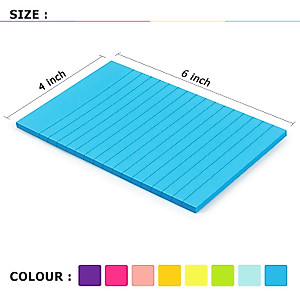 Sticky Notes with Lines 4x6 Lined Sticky Notes 8 Bright Multi Colors 8 Pads 35 Sheet/Pad