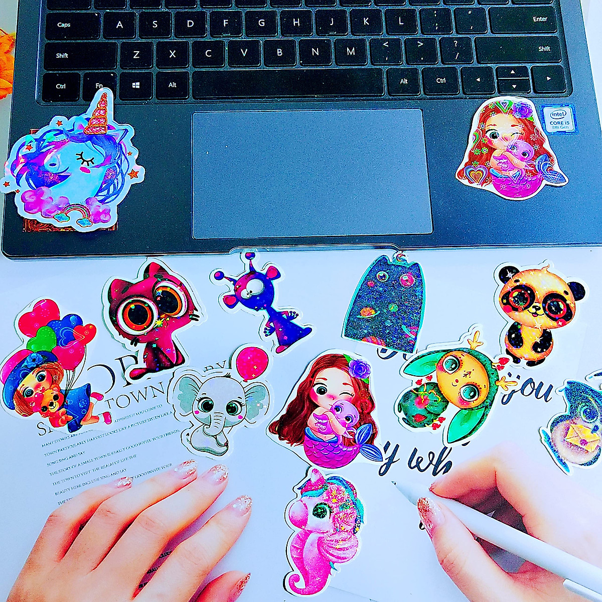 Bleidruck 25 Sheets Sand Stars Holographic Sticker Paper A4 Size Glitter Clear Holographic Overlay Laminating Film Self Adhesive Vinyl Sheets