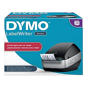 DYMO LabelWriter Wireless Label Printer, USB 2.0, WiFi Connectivity, 600 x 300 dpi, Prints 71 Address Labels Per Minute, Direct Thermal Printing Technology, Black - Includes 1 Rolls of 500 Labels