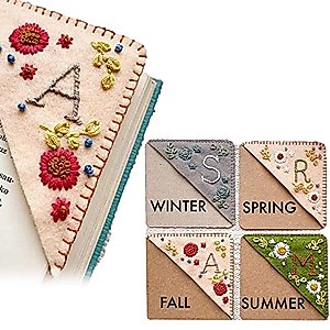 Personalized Hand Embroidered Corner Bookmark, Corner Bookmark, Cute Flower Letter Embroidered Corner Bookmark, Felt Triangle Page Corner Handmade Bookmark, for Reading Lovers Gift
