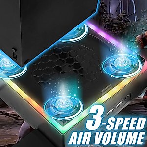 Raryars Wall Mount Cooling Fan for Xbox Series X with High Speed Low Noise Fan and 3 USB Port Xbox Series X Wall Mount Kit with Controller Holder & Headphone Hanger Touch Switch Holder Bundle