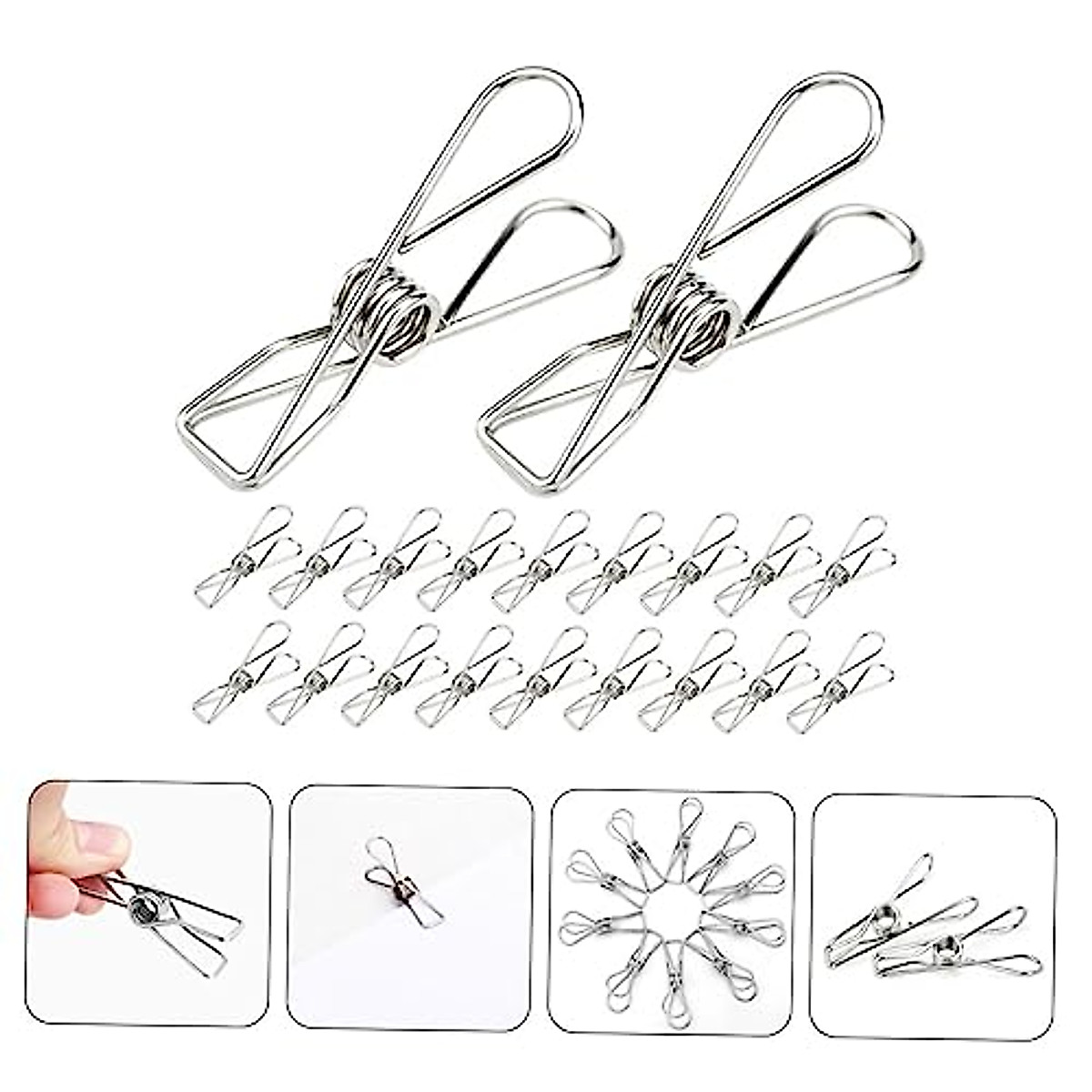 OHPHCALL 20pcs Large Metal Book Clasp Chip Clips Storage Binder Clips for Food Packaging Reusable Snack Bag Clips Sealing Clips for Food Packages Multi-Functional Kitchen Supplies