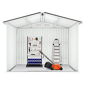 HOGYME 8' x 8' Storage Shed Outdoor Garden Shed Metal Shed Suitable for Storing Garden Tool Lawn Mower Ladder