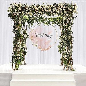 White Backdrop Curtain for Wedding Decor Holiday Party - White Wedding Backdrop Polyester Photography Backdrop Drapes Baby Shower Birthday Privacy Sliding Curtains Home Decor, 5ft x 10ft, 2 Panels