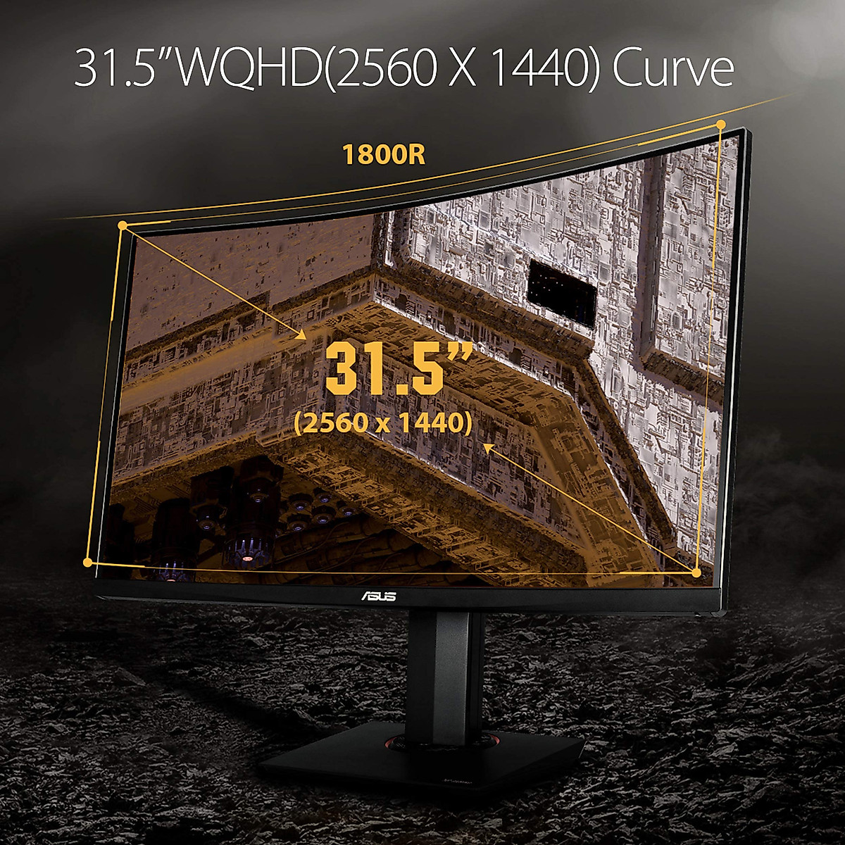 Asus TUF Gaming VG32VQ 32” Curved Gaming Monitor FreeSync HDR Elmb Sync 1440P 144Hz 1ms Eye Care with DP HDMI (Renewed)