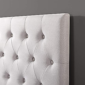 ZINUS Trina Upholstered Headboard/Button Tufted Upholstery/Adjustable Height/Easy Assembly, Light Grey, Full & 14 Inch SmartBase Headboard or Footboard Brackets, Set of 2