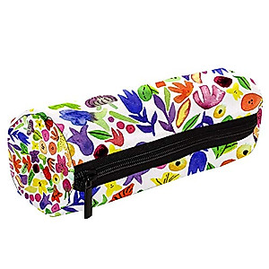 Watercolor Flowers Painting Pattern Pencil Bag Pen Case Stationary Case Pencil Pouch Desk Organizer Makeup Cosmetic Bag for School Office