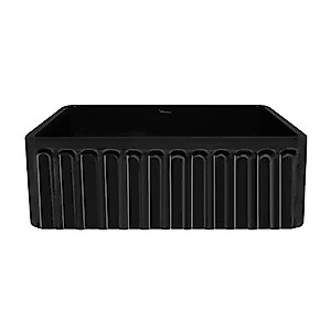 Whitehaus WHFLGO3018-BLACK Reversible Kitchen Fireclay Sink, 30 x 18 x 10, Black