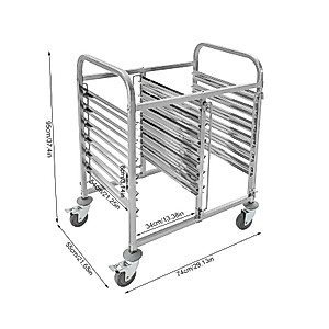 Bun Pan Rack, 6 Tiers Commercial Cooling Storage Rack Cart With Large Capacity 12 Compartments for Kitchen, Mobile Stainless Steel Bakery Rack with 4 Universal Wheels For Bakeries, Restaurants