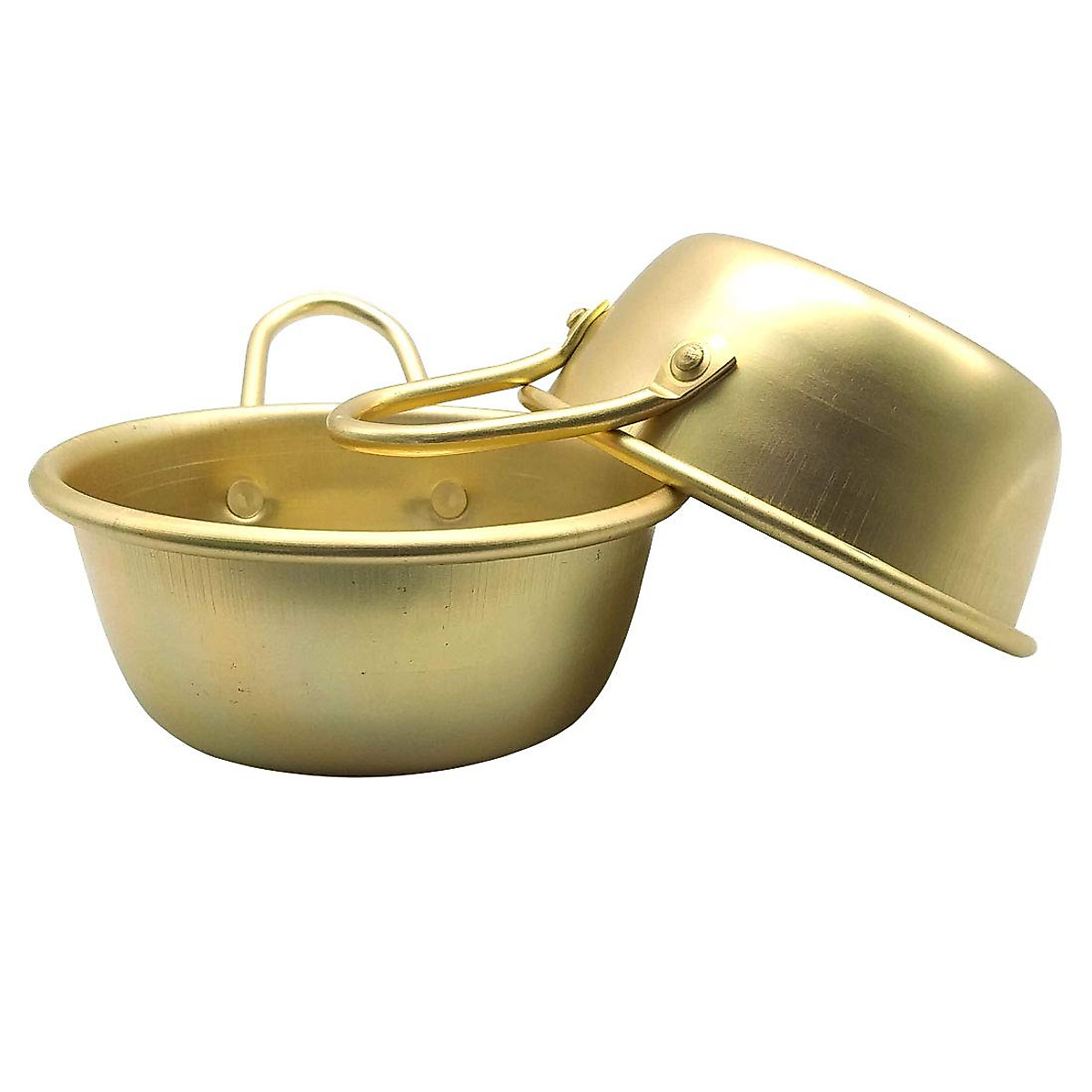 GARASANI 2 Pack Korean Traditional Wine Bowls, Korean Wine Bowl, Hiking Soup Dish, Aluminum, Yellow (4.7 inches)