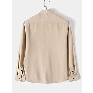 ZAFUL Pocket Patch Solid Color Corduroy Shirt Coffee M