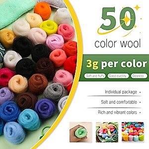 304PCS Needle Felting Kit with 2 Exquisite Storage Bags, Wool Roving 50 Colors Set, Needle Felting Starter Kit, Needle Wool Felting Tools Kit, Wool Felt Tools for Felted Animal Needle Felting Supplies