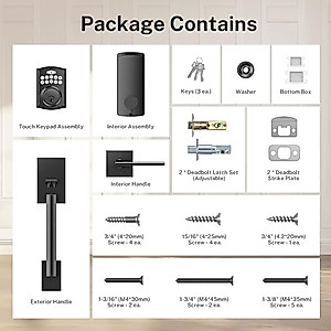 Brightify Keyless Entry Lock with Handle, Electronic Keypad Deadbolt, Auto Lock, Backlit, Easy Installation, Front Door Handle Sets, Matte Black