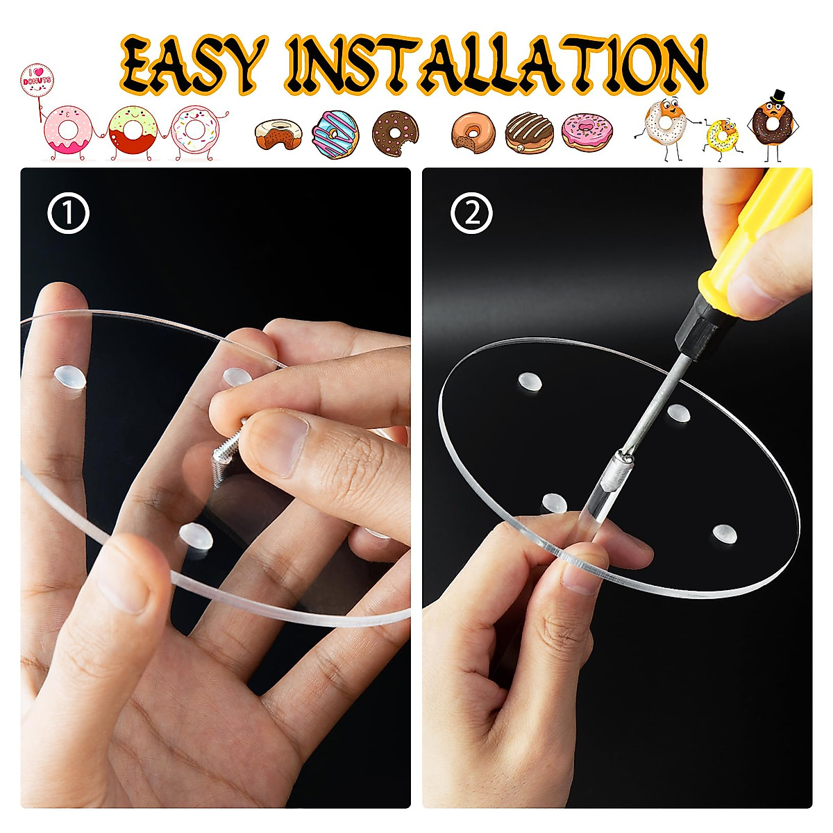 Ponpon Acrylic Donut Stand for Dessert Table, 5 Packs Clear Donuts Holder Stand Party, Donut Bagel Display Stand for Party, Wedding, Birthday, Class Reunion, 12 Inch