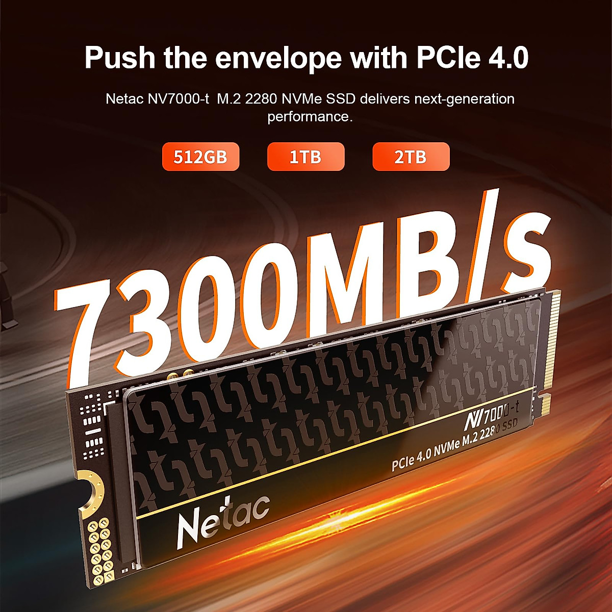 Netac 1TB PCIe Gen4x4 M.2 SSD Up to 7,300 MB/s NVMe Internal SSD with Aluminum Heatspreader High-Performance Storage for Desktop and Laptop PCs Works with PS5, NV7000-t