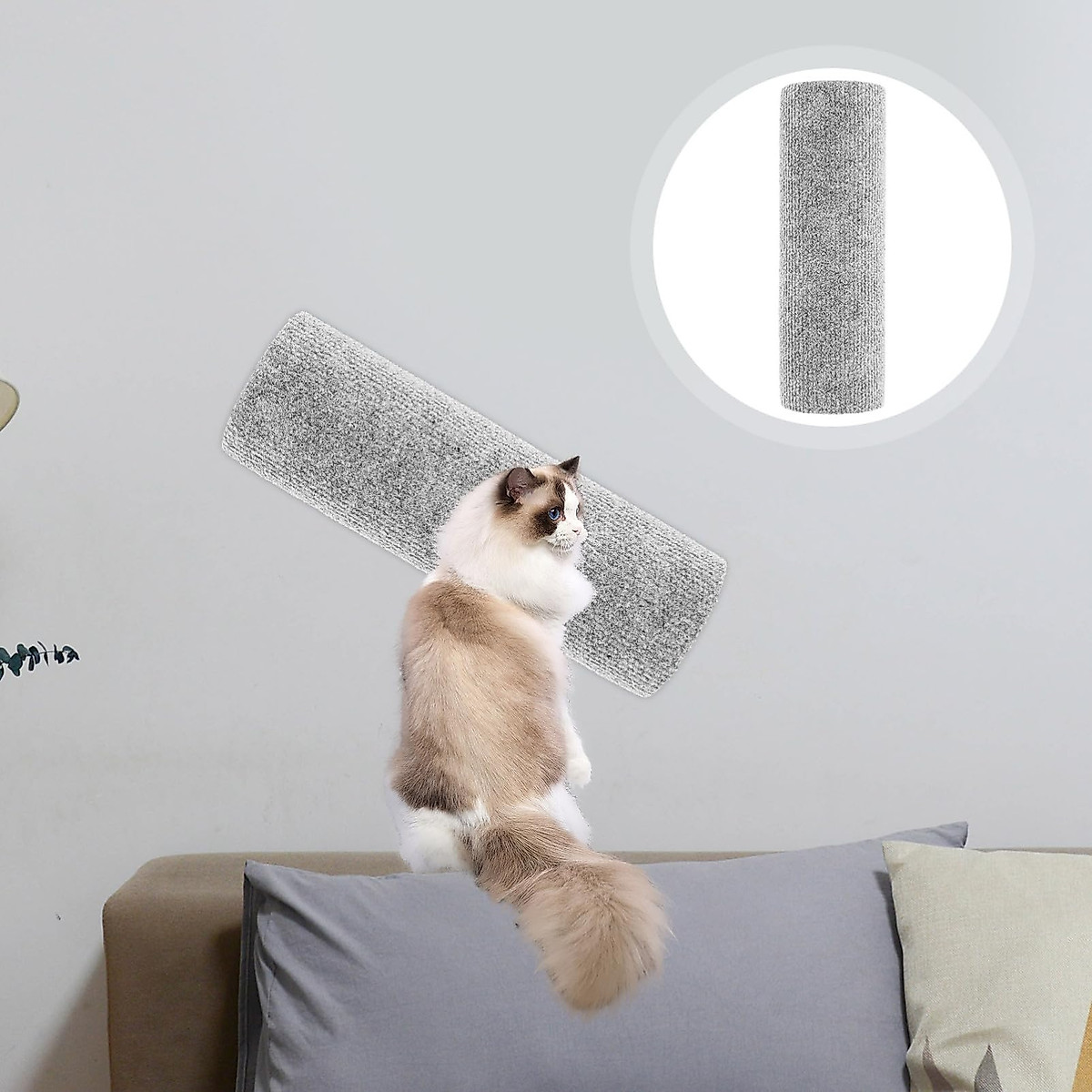 Levemolo Cat Cage Accessory Decorative Kitten Scratcher Post Light Grey Comfortable Cat Scratcher Post Foam Cloth Home Cat Scratching Post